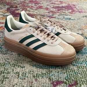adidas | Shoes | Adidas Gazelle Bold Cream Green Beige Suede Platform ...